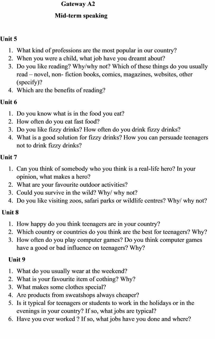 Speaking Test A2 Level