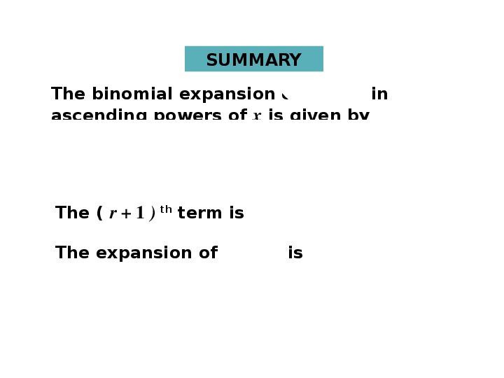 Presentation POWER POINT Chapter 9 The Binomial Expansion, A-level Pure ...